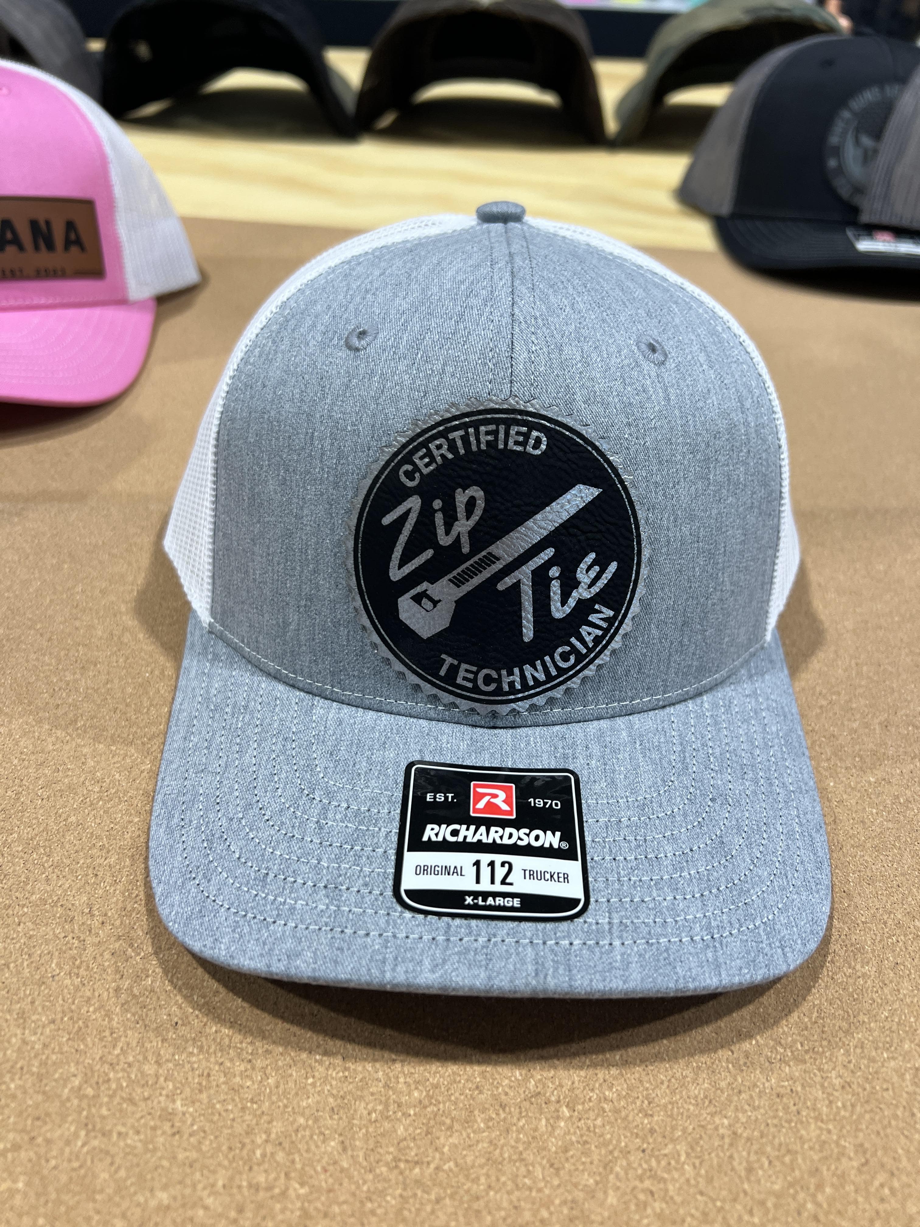 Certified Zip Tie Technician Hat with Leatherette Patch on a Richardso ...